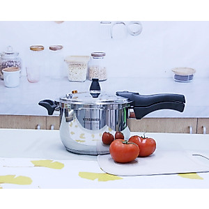 VITASUNHOW Stainless Steel Pressure Cooker with Steamer Basket, Faster Cooking and Safety Pressure Release (5-Liter)