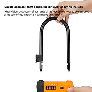 U Shaped Combination Lock, 25.3x16.2x4cm Anti Theft Lock, High Security Heavy Duty Steel U Lock, Double Opening Design Shackle Lock,16mm Thicker Lock Casing 4 Digit Combination Padlock