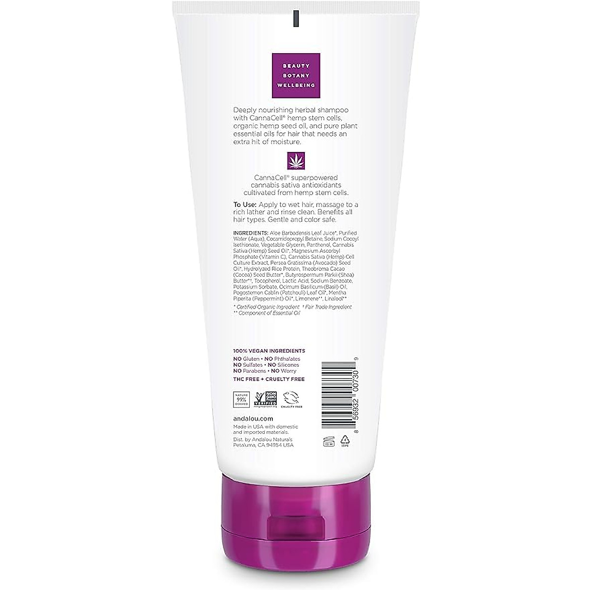 Andalou Naturals CannaCell Herbal Shampoo, Moisture Hit, 8.5 Ounce