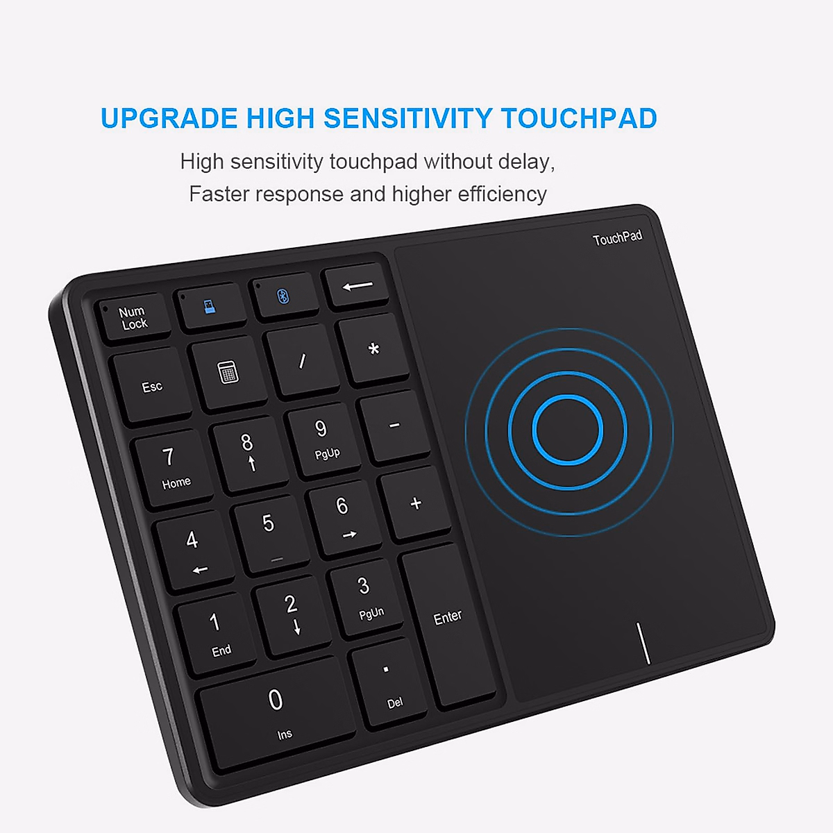Sanpyl Numeric Keypad, 2.4G Bluetooth Number Pad Type C Numpad Keypad with Touchpad, Bluetooth 2.4G Dual Mode Laptop Keypad, for PC Desktop, Laptop, Notebook Computer(Grey)