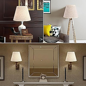 Amorettise 4-Pack Natural Linen Lamp Shades, Drum Lampshades 7.8" Top x 9.8" Bottom x 9.8"High, Small Lampshade Covers Required Assembly for Table Lamp, Bedside Lamp, Spider Fitter, Flaxen