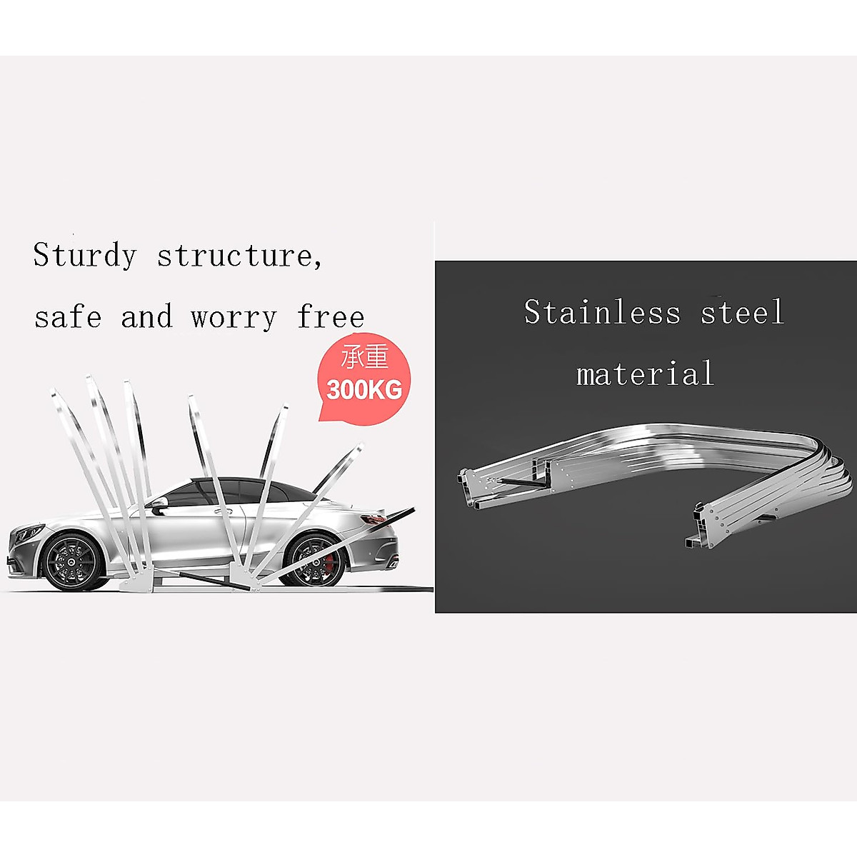 Stainless Steel Grey Carport, Foldable Retractable Car Awning, Semi-Automatic Durable Shelter, Mobile Folding Garage L5.5m * W 2.5m * H 2.3m