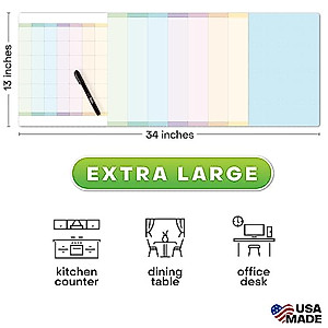 M.C. Squares 3-in-1 Dry Erase Desk Mat, Mouse Pad & Calendar | Erasable Writing White Board | Large Non-Slip Desktop Protector for Office, Home, School | Includes Wet Erase Marker | 34"x13"