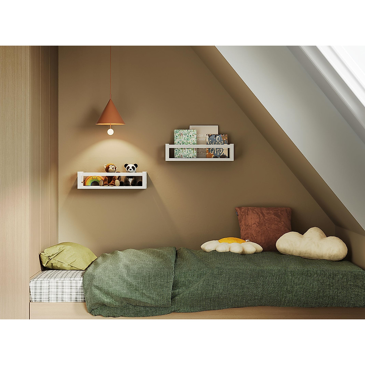 TidyCorner Upgraded Thick Floating Shelves - Multi-Use Wall-Mounted Bookshelves for Kids and Nursery, Ideal for Books, Toys, Spice Rack, Decor - White