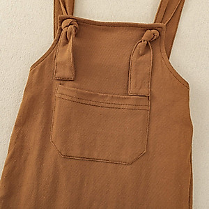 Aruzig Baby Boys Clothes for Gentleman Outfits Infant Boy Girl Suspender Pants Onepiece Jumpsuit Pocket Outfit (Brown, 6-12 Months)