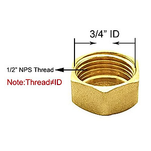 Joywayus Brass Plug Hex Head end Pipe caps 1/2" NPS Female Thread (3/4" ID) with Rubber Gasket (Pack of 4)