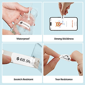 MUNBYN Thermal Label Tape for Penguin Bluetooth Label Maker Machine, 15 x 30mm 210 Labels/Roll, Self-Adhesive Label for Home, Office, School (White)