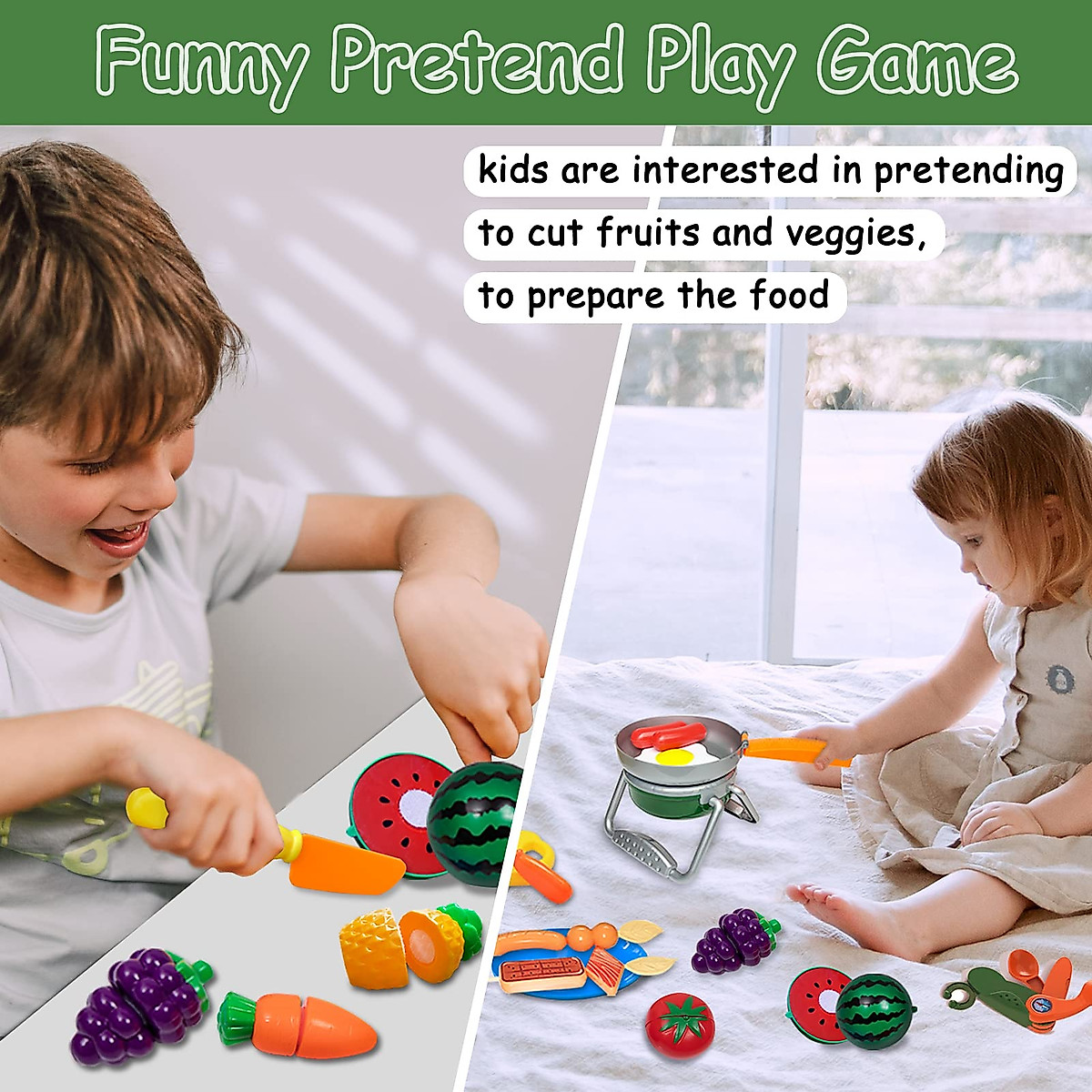 MITCIEN Kids Play Tent with Campfire, Toddlers Camping Set, Oil Lantern with Sound, Cut Up Fruits, Marshmallow, Skewers, Pretend Camping Toys for 3 4 5 6+ Year Old Boys and Girls