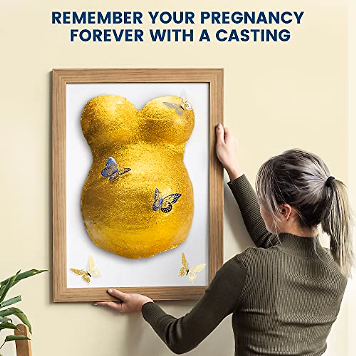 Olicard Belly Casting Kit Pregnancy, Belly Cast Kit for Expecting Mothers, Pregnancy Belly Mold Casting Kit, Unique Keepsake for Pregnant Belly, Perfect Baby Shower & Pregnancy Gifts (Glitter)