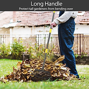 Collapsible Rake for Leaves, 30-61 inch Metal Leaf Rakes for Lawns Heavy Duty Extended Handle, 25 Tines 18" Wide Rake Garden Tools for Camping, Yard, Landscape, Pine Needle and Grass