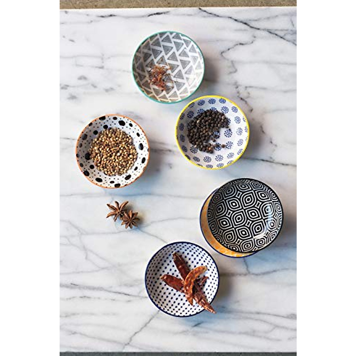 Now Designs Pinch Bowls, Bits & Dots, Assorted Colors - DIA 3.75 in x 1 in, 2oz | Set of 6.