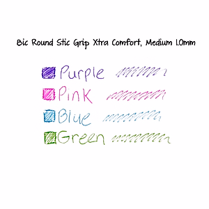 BIC Round Stic Grip Xtra Comfort Fashion Ballpoint Pens, Assorted Fashion Colors, Pack of 8