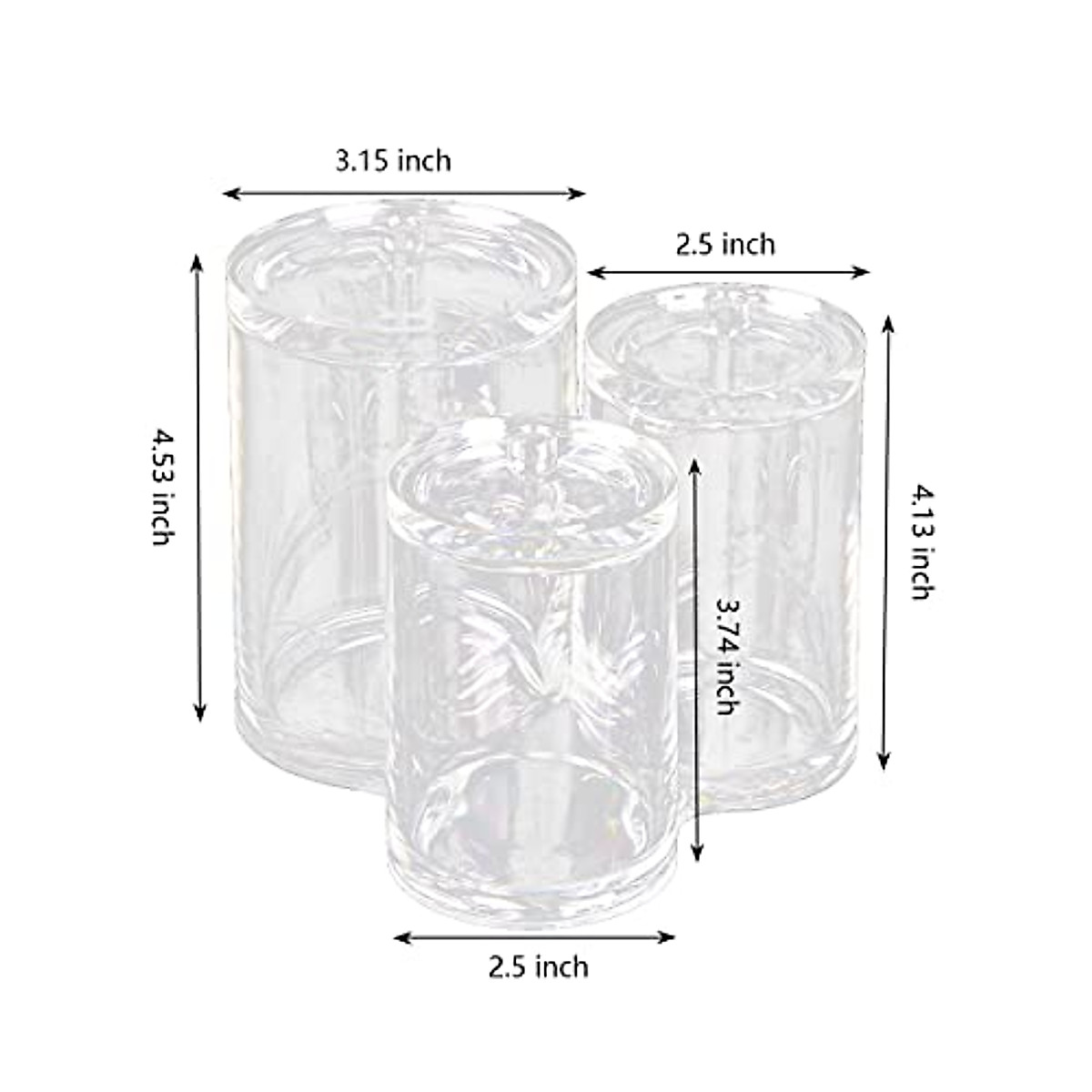 Ymeibe Clear Acrylic Cotton Swab Holder with Lid Q-tip Organize Case for Make Up Brush Round Bathroom Counter Organizer (3 Connected Towers)