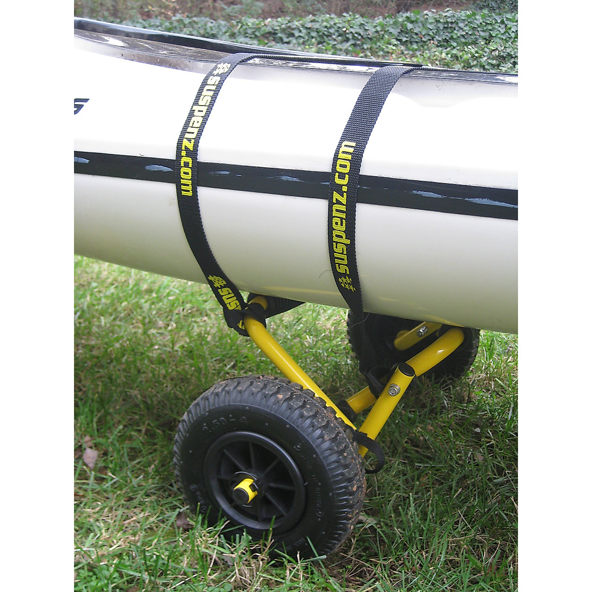 Suspenz Stowable Kayak Carrier Cart, SK Trailer Cart with Airless Wheels and Straps, Yellow, (22-1166)
