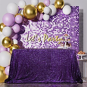 SquarePie Sequin Tablecloth 50 x 72 Inch Purple Sparkly Table Cloth for Wedding Party