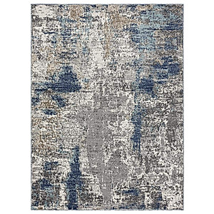 LUXE WEAVERS Euston Blue 5 x 7 Abstract Modern Area Rug