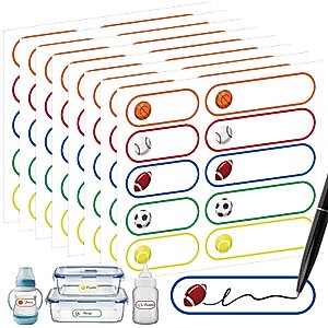 Tatuo 300 Pieces Baby Bottle Labels for Daycare Waterproof Name Labels for Kids School Supplies Sport Theme Self-laminating Daycare Name Tag Stickers for Camp School Home(Sports)