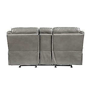 Lexicon Braelyn Faux Leather Double Glider Reclining Loveseat with Center Console, Receptacles, and USB Ports, 80" W, Gray