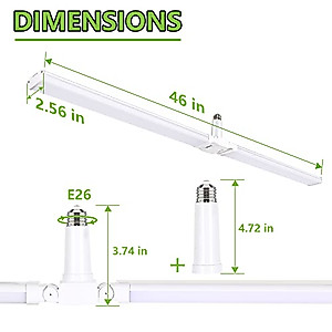 4 Pack 4FT LED Shop Light, Deformable LED Shop Light, E26 Base Easy Installstion Shop Lights Fixture, 6000LM, 50W [250W Equivalent], 5000K Daylight Shop Lights for Garages, Workshops, Basements, ETL