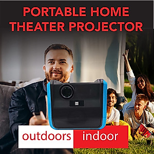 RCA - RPJ060 Portable Projector Home Theater Entertainment System, Long Lasting Battery - 2.5 Hours per Charge - Outdoor, Rechargeable, Speakers - Enjoy Without Any Cable on The go - Phone/Stick/PC