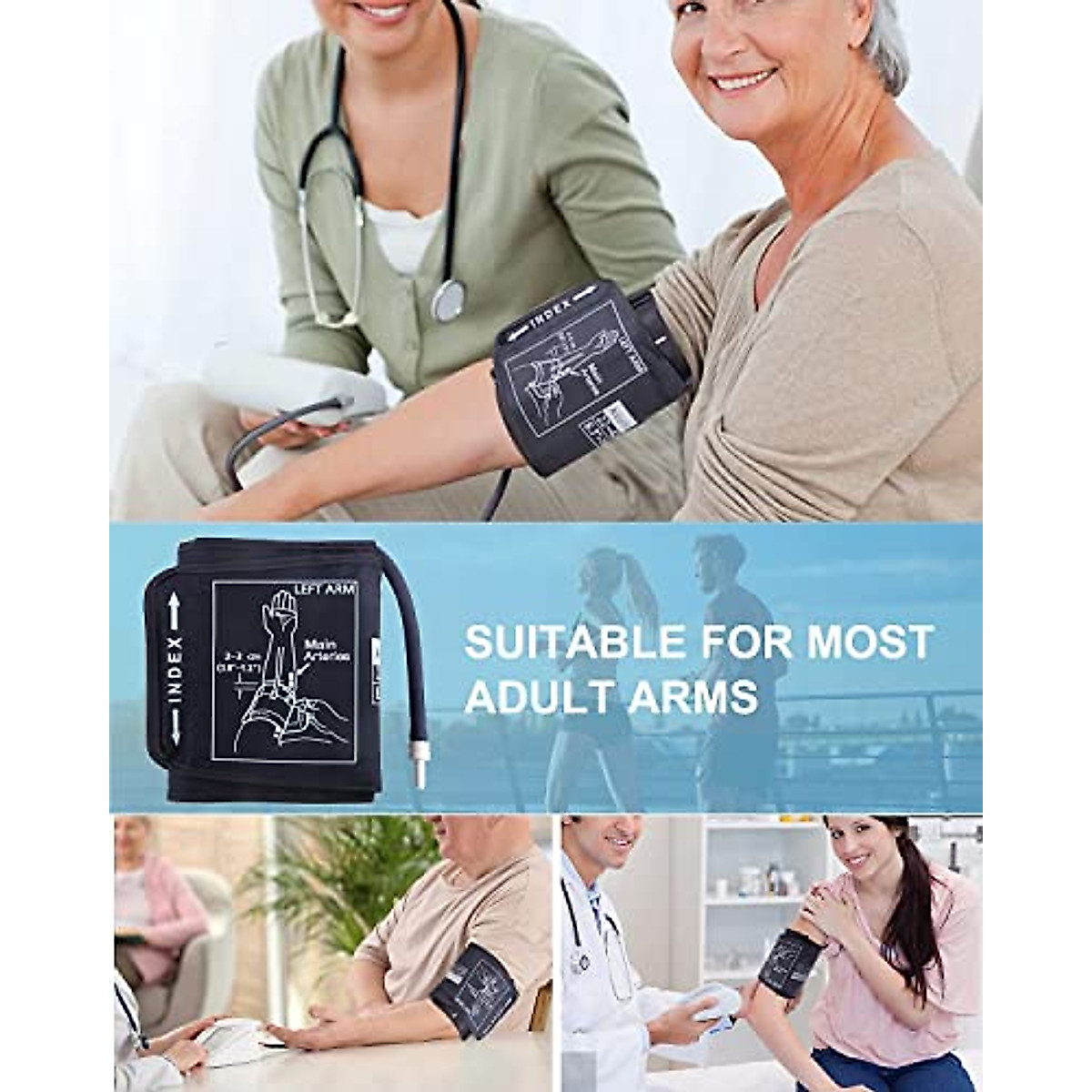 Blood Pressure Cuff, Compatible with Omron BP Extra Replacement Cuff, Applicable for 8.7”-16.5” Inches (22-42CM) Big Arm, Adult Large BP Cuff