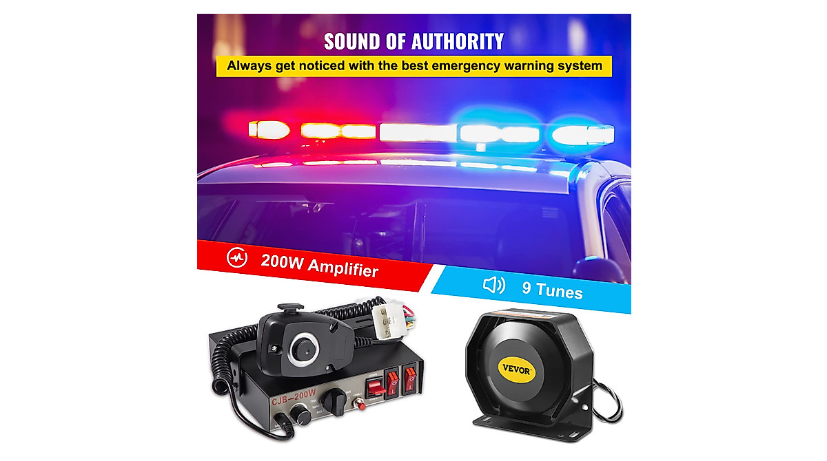 Vevor 200W Police Siren PA System for Emergency Vehicles