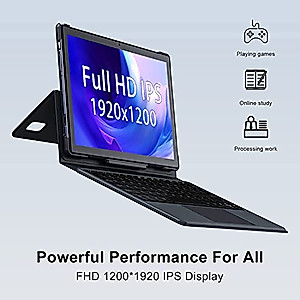Tablet with Keyboard, 2 in 1 Tablet Android 11, 10.1 inch Tablets Octa-Core Processor, 4GB RAM+64GB ROM, 1920x1200 FHD Touch Screen, 13MP Dual Camera, BT, WiFi, Google Certified Tablet PC