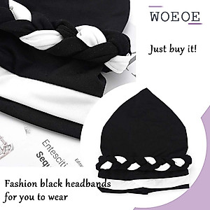 Woeoe African Turban India's Hat Black Stretch Braid Head Wrap for Women