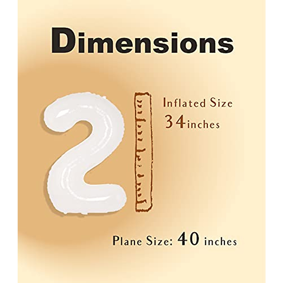 SUWEN 40 Inch White Large 2 Balloon Number Big Foil Helium Number Balloons 0-9 Giant Jumbo Happy 2nd Birthday Party Decorations for Boy or Girl Huge Mylar Anniversary Party Supplies