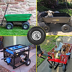 4 Pack 4.10/3.50-4" Pneumatic Air Filled Heavy-Duty Wheels/Tires,10" All Purpose Utility Wheels/Tires for Hand Truck/Gorilla Utility Cart/Garden Cart,5/8" Center Bearing,2.25" Offset Hub…