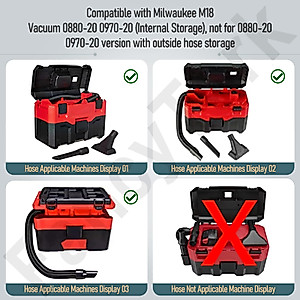 14-37-0105 18v/28v Wet/Dry Vac Hose Assembly for Milwaukee M18 Vacuum 0880-20 0970-20 w/Attachments Adapter Kit (Internal Storage)
