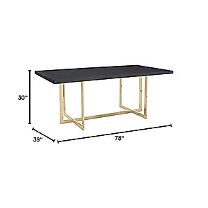 Meridian Furniture Elle Collection Modern | Contemporary Wood Veneer Top Dining Table with Durable Stainless Steel Base, 78" W x 39" D x 30" H
