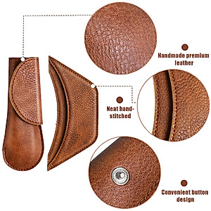 6 Pieces Cast Iron Handle Cover Handmade Thick Skillet Handle Cover Full Grain Frying Pan Handle Sleeve Rustic PU Leather Hot Handle Holder Double Layered Leather Handle Cover Assist Grip for Kitchen