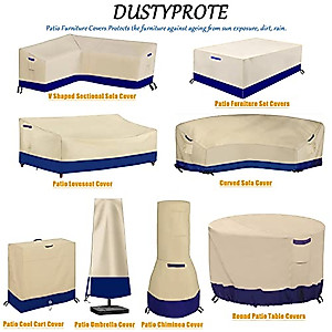 DUSTYPROTE Outdoor Furniture Cover Waterproof,64in Outdoor Furniture Covers for Patio Furniture,Garden Sofa,Dining Table Set,Table and Chair with Padded Handles, Two Buckles
