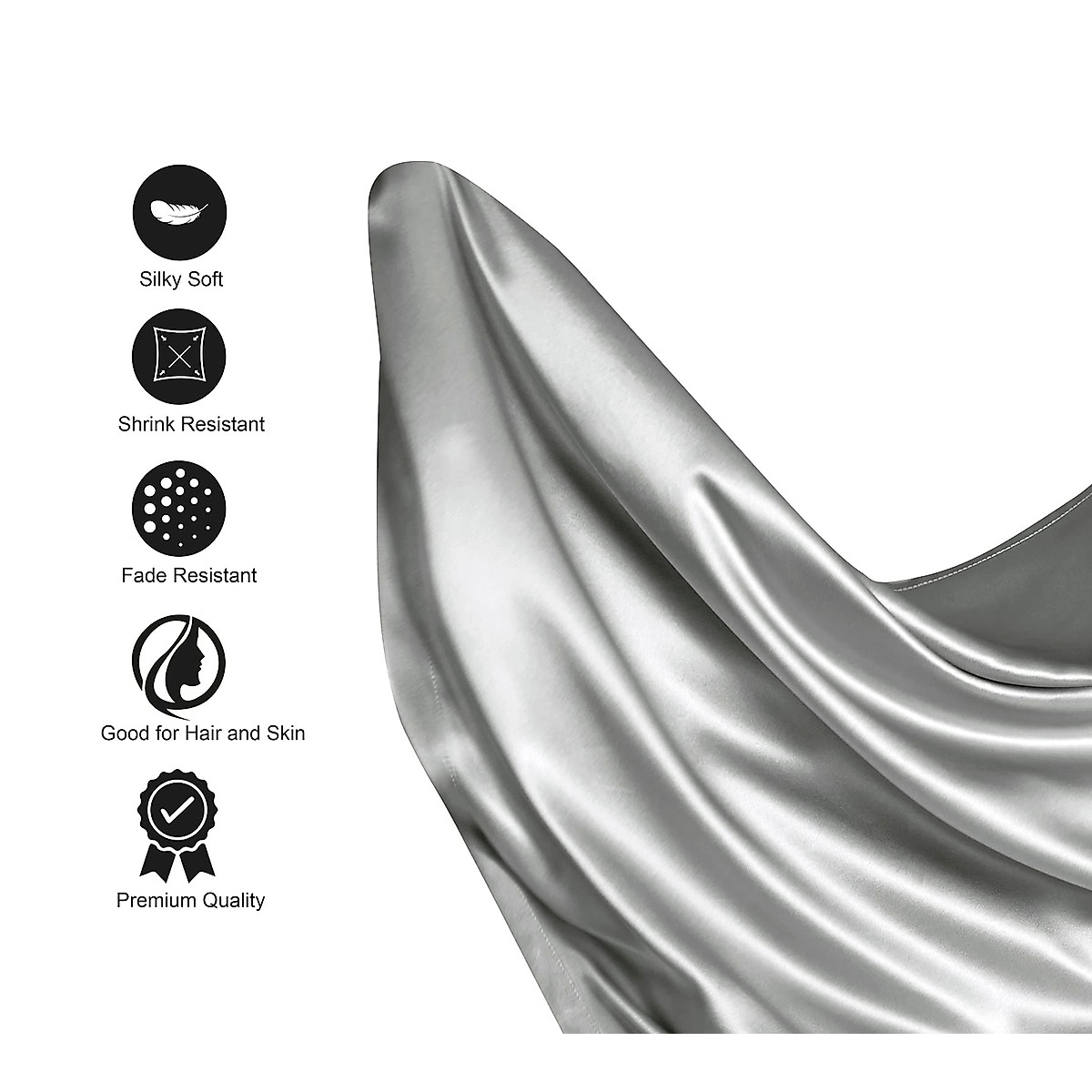 Lanest Housing Silk Satin Sheets, Queen Size Satin Bed Sheet Set with Deep Pockets, Cooling Soft and Hypoallergenic Satin Sheets Queen - Light Gray