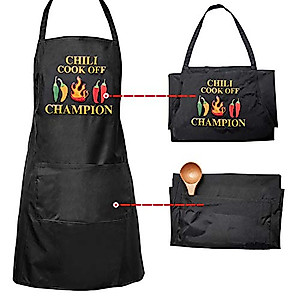 Syhood Chili Cook Off Aprons Black Bib Cook Off Aprons Waterproof Aprons for Kitchen Crafting BBQ Drawing Outdoors
