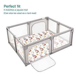 Playpen Mat,Thick & Soft 50x50 Play Mat for Playpen,One-Piece Crawling Mat for Floor Compatible with TODALE and LIAMST Playpen,Non Slip Cushioned Baby Mats for Infants,Babies,Toddlers(Rainbow)