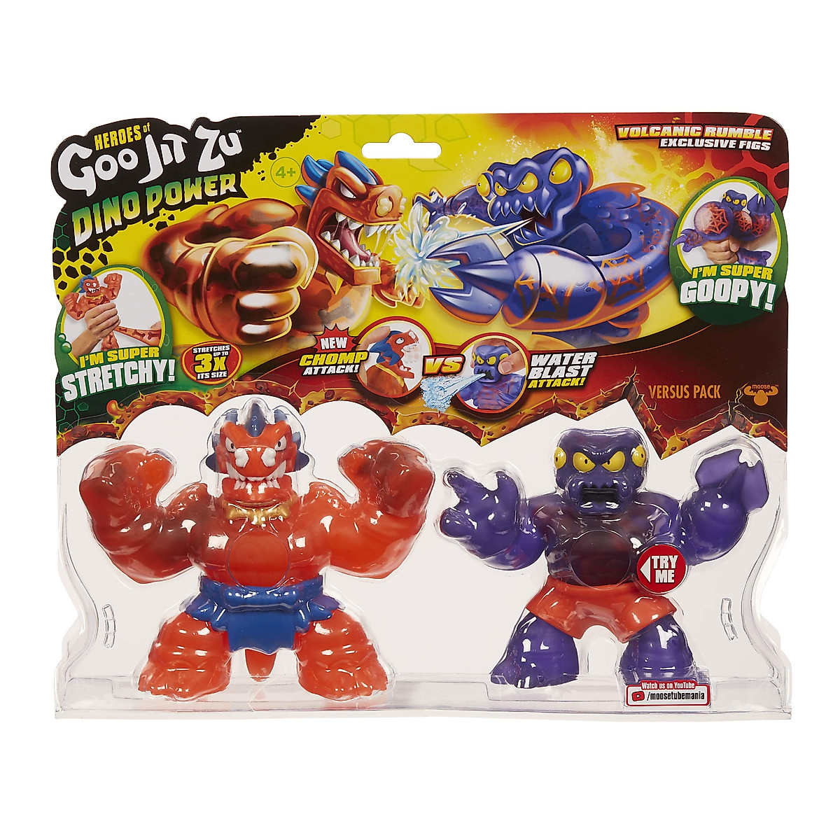 Heroes of Goo Jit Zu Dino Power Versus Pack - 2 Action Figures - Volcanic Rumble - Blazagon vs. Redback | Includes 2 Exclusive Heroes | for Ages 3+