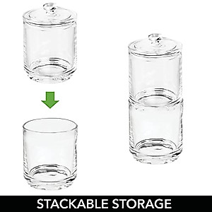 mDesign Glass Apothecary Storage Canister Holder Jar for Bathroom Vanity Cabinet or Counter Organization - Holds Cotton Swabs, Bath Salts, Makeup, Hair Accessories - Joli Collection - Clear