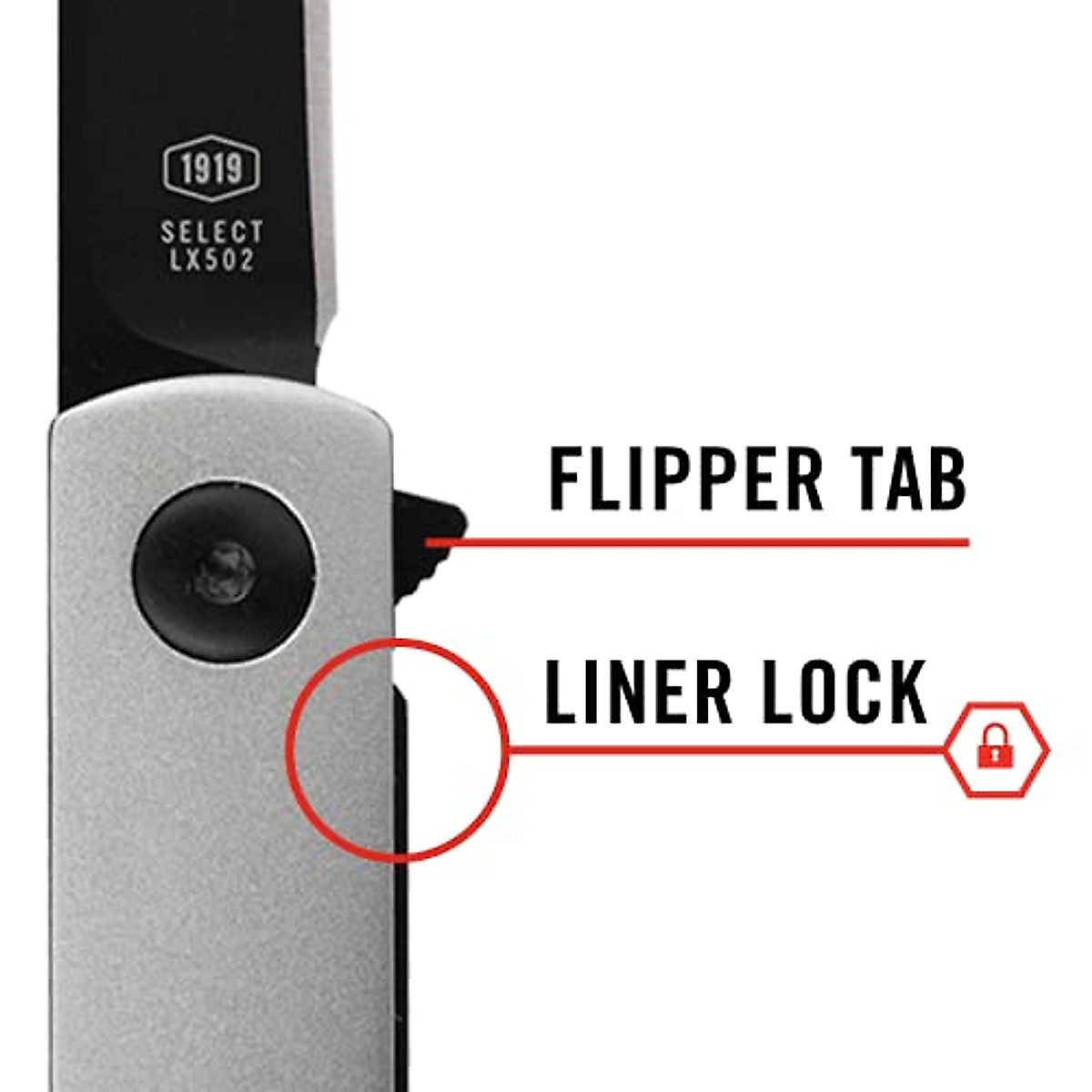 Coast Founder's Collection SELECT LX502, Gentleman's EDC Folding Pocketknife, Tanto Blade, Flipper Tab, Liner Lock, Two Position Pocket Clip, Black 9Cr18Mov Stainless-Steel, Silver