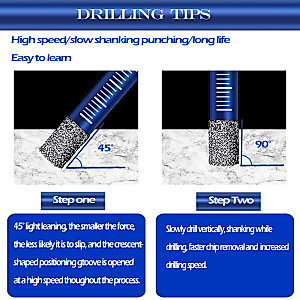 Larouoba 8 pc Diamond Drill Bit, Masonry Drill Bits Set for Porcelain Tile Ceramic Stone Granite Marble Hex Shank Diamond Hole Saw Drill Bit with Size 3/16” to 9/16” (Blue)