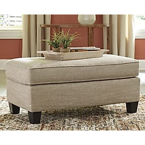 Signature Design by Ashley Almanza Traditional Rectangular Oversized Accent Ottoman, Beige