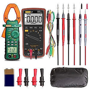 Auto Ranging Digital Multimeter and Clamp Meter - with Storage Bag Battery Alligator Clips Test Leads for AC/DC Voltage/Current Voltage Alert Amp Ohm/Volt Multi Tester Diode