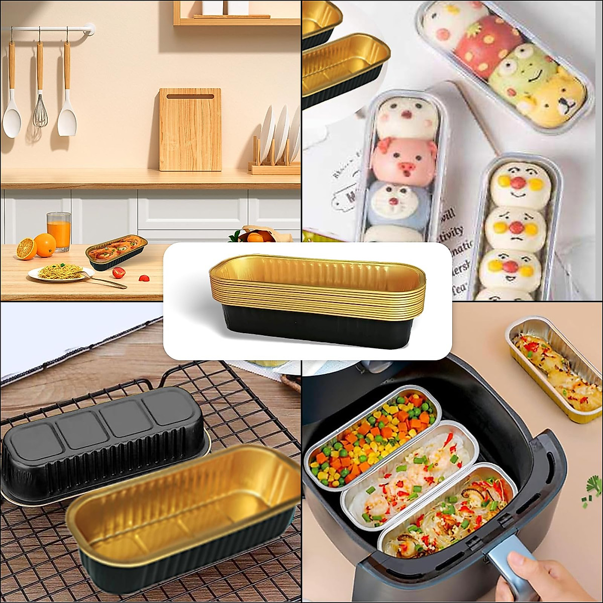 MJPCUAU 12Pack Mini Loaf Pans with Lids and Spoons, 6.8oz Disposable Rectangle Aluminum Foil Oven Cake Container, Baking Bread Muffin Dessert Tins for Family Gatherings and Picnics