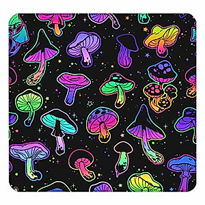 InterestPrint Bright Psychedelic Mushrooms Portable Leather Bifold Wallet, Slim Little Card Holder