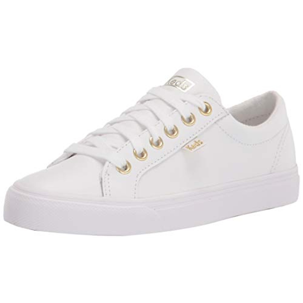 Keds womens Jump Kick Leather Sneaker, White/Gold, 6.5 US