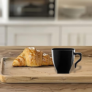 Smarty Had A Party 2 oz Black Plastic Tea Cups with Handles Set of 240 Disposable Mugs for Tea Parties, Espresso, and Coffee, Elegant Small Drinkware for Events