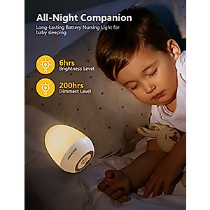 MediAcous Night Lights for Kids Room, Baby Night Light with Stable Charging Pad, Dimmable Kids Night Light with 1H Timer & Touch Control, ABS+PC LED Egg Lamps for Breastfeeding, Up to 200H