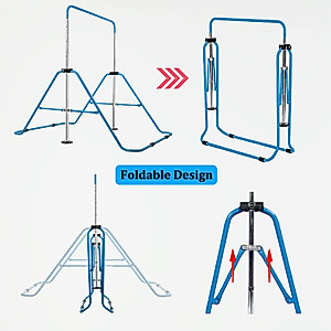 UMIKOOL DIRECT Expandable Gymnastics Bars with Ring, Adjustable Height Gymnastic Horizontal Bars, Gym Junior Training Bar Children Folding Training Monkey Bars for Kids