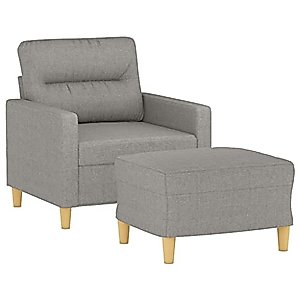 vidaXL Sofa Chair with Footstool Living Room Leisure Relax Single Couch TV Sofa Chair Seating Armchair Seat Furniture Light Gray Fabric